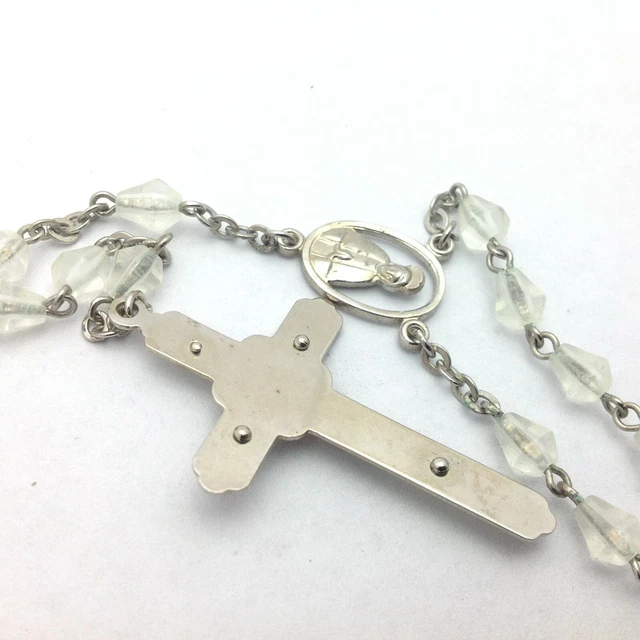 SILVER TONE AND Clear Bead Light Weight Rosary Beads $19.73 - PicClick AU