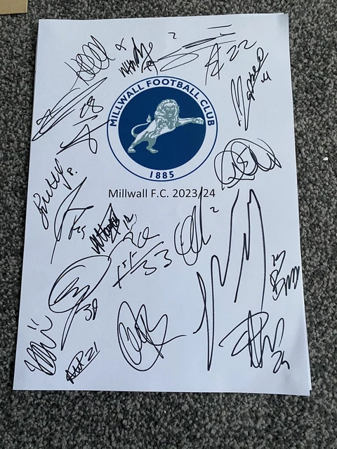 MILLWALL FOOTBALL CLUB New Squad 2023/24 Signed sheet Saville Campbell ...