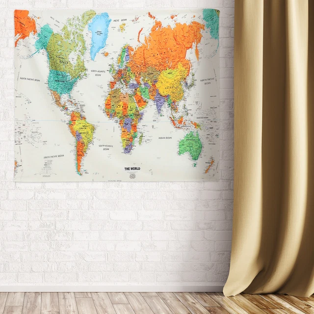 MAP TAPESTRY WALL hanging Background World Map Wall Geography Tapestry ...