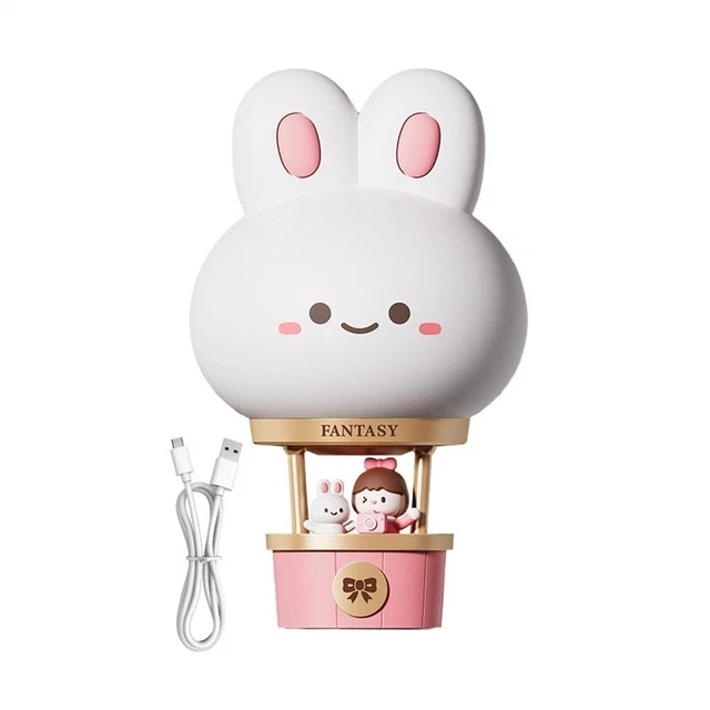 NURSERY NIGHTLIGHT CARTOON Bunny Hot Air Balloon Desk Night Light ...