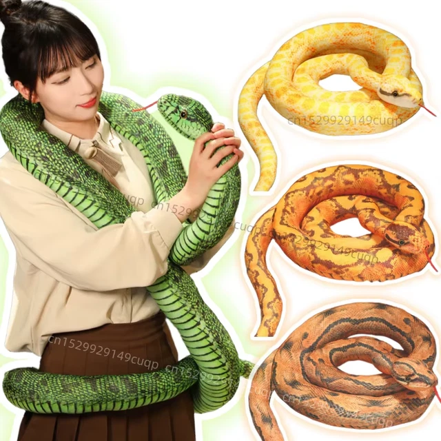 ARTIFICIAL PYTHON PLUSH Toy Long Snake Yellow Orange Green Python Plush ...