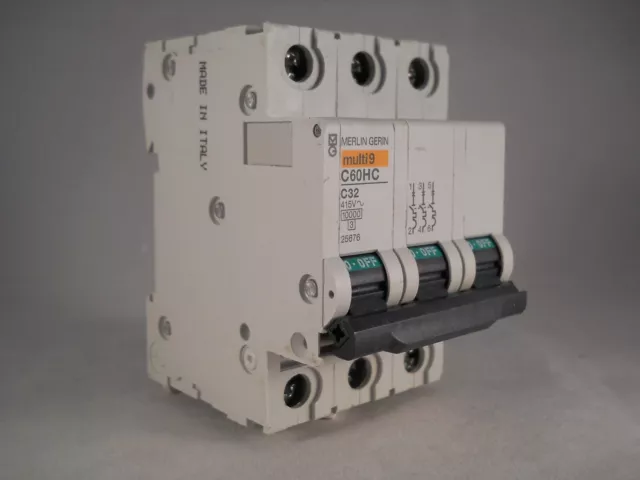 MERLIN GERIN MCB 32 Amp Triple Pole 3 Phase Breaker Type C 32A C60HC332 25676 £27.95 - PicClick UK