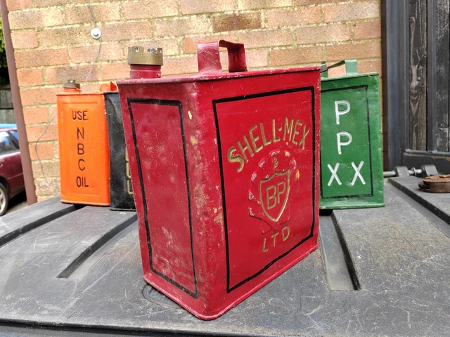 VINTAGE 2 GALLON Petrol Jerry Can With Cap Shell Mex Bp Ltd £35.00 ...