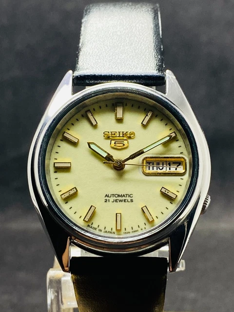 VINTAGE JAPAN SEIKO 5 Radium Automatic Date/Day Men’s Wrist Watch Japan ...