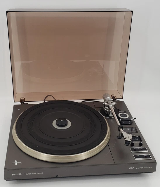 PHILIPS SUPER-ELECTRONIC 877 Direct Control Turntable w/ Audio Technica ...
