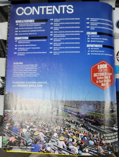 NHRA NATIONAL DRAGSTER Magazine SEPTEMBER 2025 Drag Racing Issue 9 Vol 66 $13.89 - PicClick CA