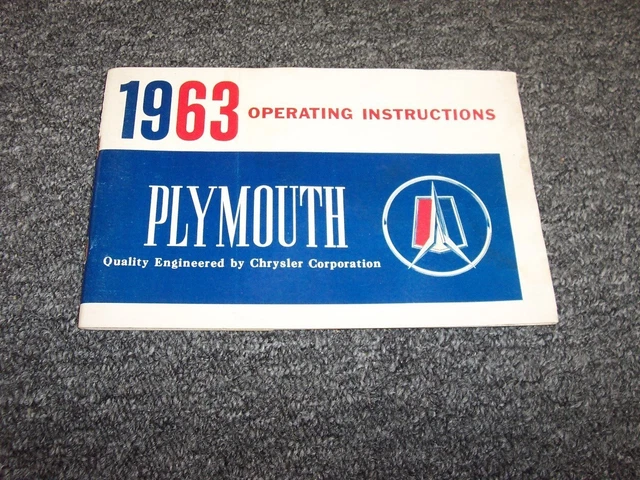 1963 PLYMOUTH BELVEDERE Original Owner Owner's Operator Guide Manual ...