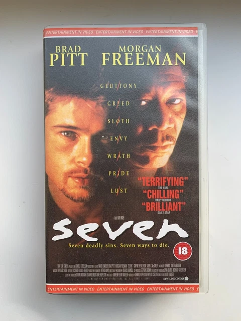 SEVEN {AKA : SE7EN} 1995, VHS. BRAD PITT, MORGAN FREEMAN, KEVIN SPACEY ...
