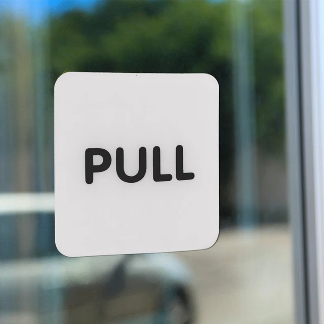 AUTOCOLLANT DE PORTE Push Pull Signe Poussoir Panneau En Verre Bureau ...