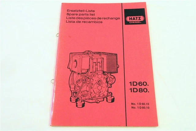 HATZ 1D60 1D80 Motor Ersatzteilliste Parts List Lista recambios 1989 ...