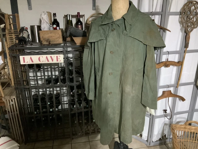VINTAGE MILITAIRE CAPE Manteau De L’armée Française M47 Epoque Guerre ...