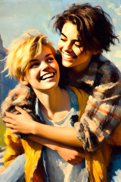 ORIGINAL LESBIAN LGBTQ art giclée painting "Women in Love 1" signed ...