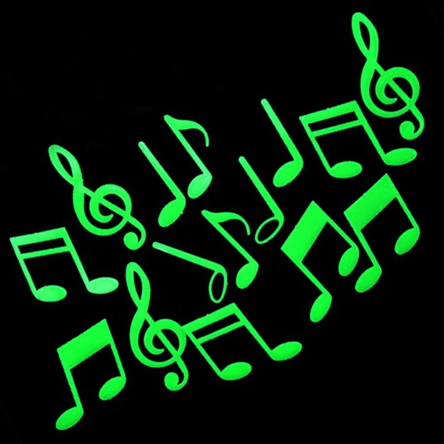 WONDERFUL MUSICAL NOTE Glow In The Dark Stickers Bedroom Room Wall ...