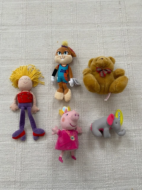 ANIMAL SOFT TOY Bundle x5 - Peppa Pig, Bang on the Door Doll, Space Jam ...