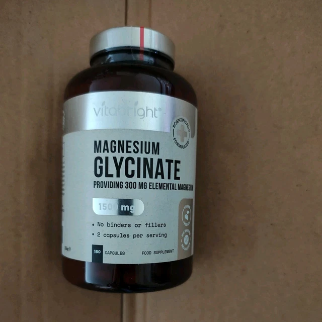 VITABRIGHT MAGNESIUM GLYCINATE - 180 High Strength Capsules 1500mg £13. ...