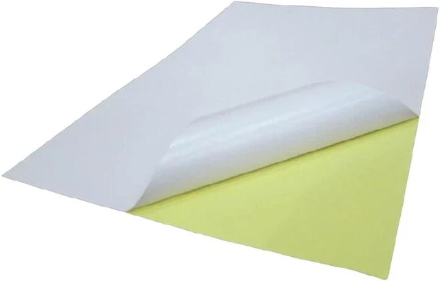 GOLDENTRADING 100 X A4 White Glossy Self Adhesive Sticker Paper Sheet ...