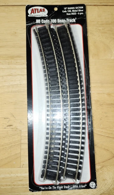 ATLAS HO SCALE 18" Radius Code 100 Nickel Silver Track (6 Pieces) $8.50 ...