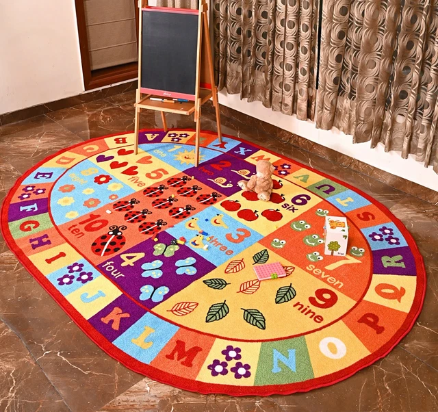 KIDS ABC EDUCATIONAL Alphabet Letter Numbers Anti Skid Oval Area Rug ...