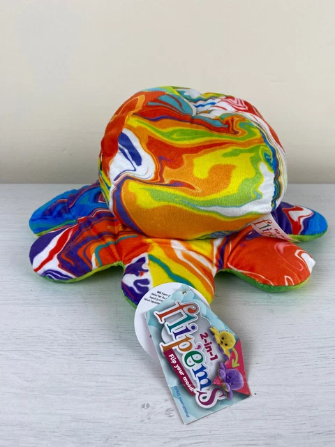 FLIP’EMS 12” Reversible Marble Paint Splats & Green Octopus Soft Toy ...