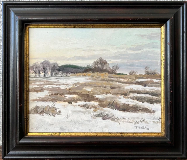 OIL PAINTING PROBABLY At Berlin Wokatsch Landscape IN The Winter With ...