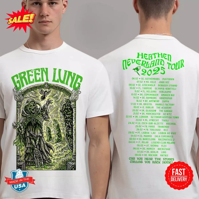 GREEN LUNG HEATHEN Neverland Tour 2025 Barrow King Artwork T-Shirt £17. ...