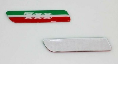 GENUINE FIAT 500 logo Italian Flag Badges Side Moulding Badges x 2 P/N ...