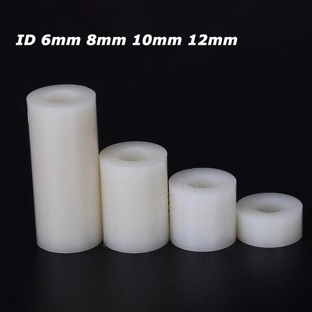 ABS NYLON SPACERS Standoff ID 6 8 10 12mm Plastic Round Washer Sleeving ...
