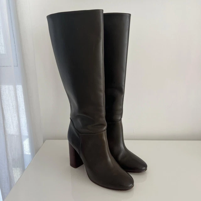 Massimo Dutti Ladies Boots In Khaki Green Leather Size 639 £7400 Picclick Uk