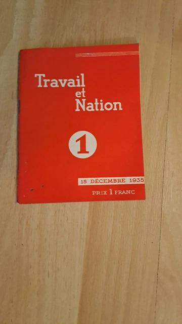 ANCIENNE REVUE TRAVAIL Et Nation N°1 1935 EUR 10,00 - PicClick FR