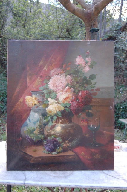 MONNOT MAURICE 1869/1937 - HST nature morte bouquet de fleurs 19ème ...