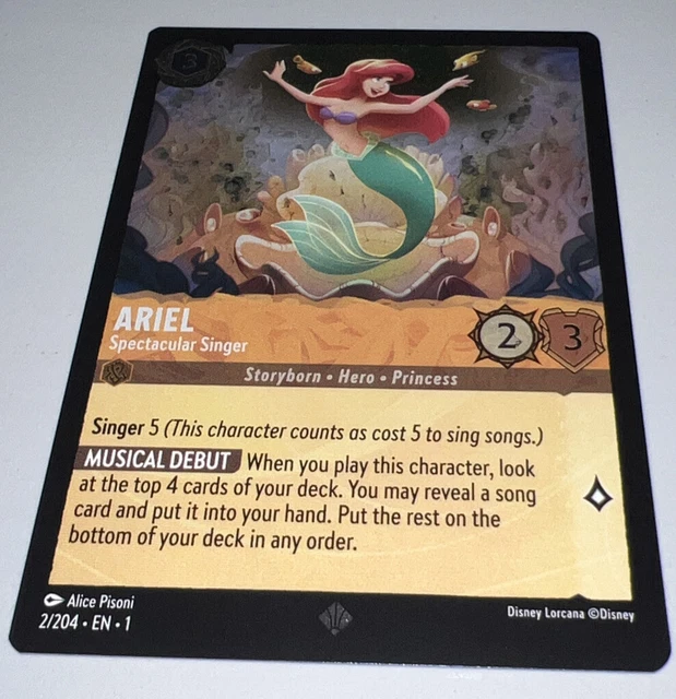 DISNEY LORCANA ARIEL Spectacular Singer FOIL Card Super Rare 02/204 Gem ...