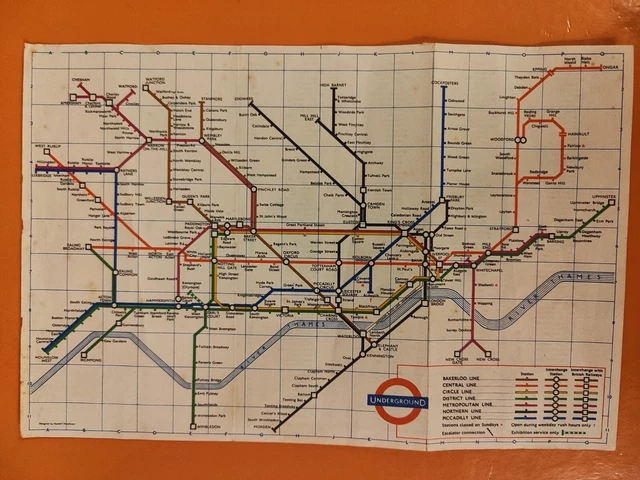 TUBE MAP 1962 London underground Map Hutchinson Paper EUR 6,58 ...