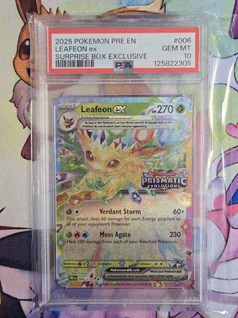 POKEMON 2025 PRISMATIC Evolutions #6 Leafeon ex Surprise Box Stamped ...