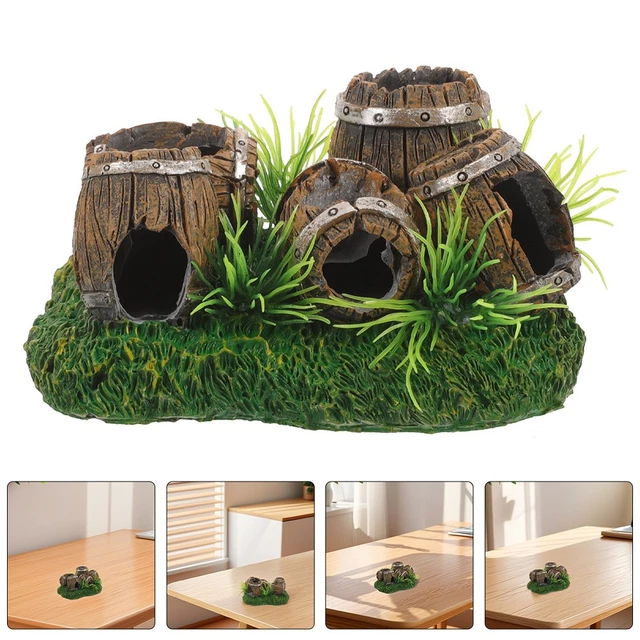FISH BROKEN BARREL Decor Resin Betta Fish Tank Accessories Ornaments ...