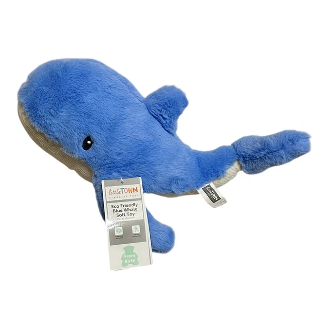 ALDI LITTLE TOWN Whale Soft Toy Blue Plush Large 14” Cuddly Ecofriendly ...