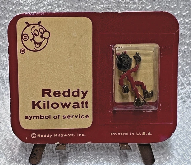 NOS VTG REDDY Kilowatt Lapel Stick Pin Light Bulb Man Figure Symbol Of ...