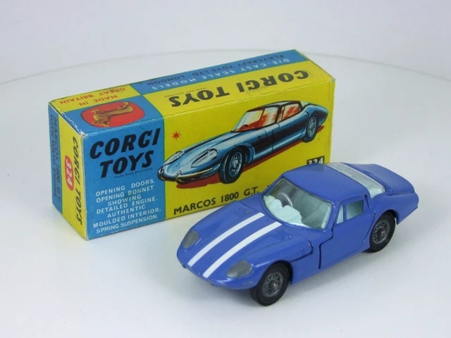 CORGI TOYS ENGLAND No 324 Marcos 1800 GT Volvo in Blue / Unpainted ...