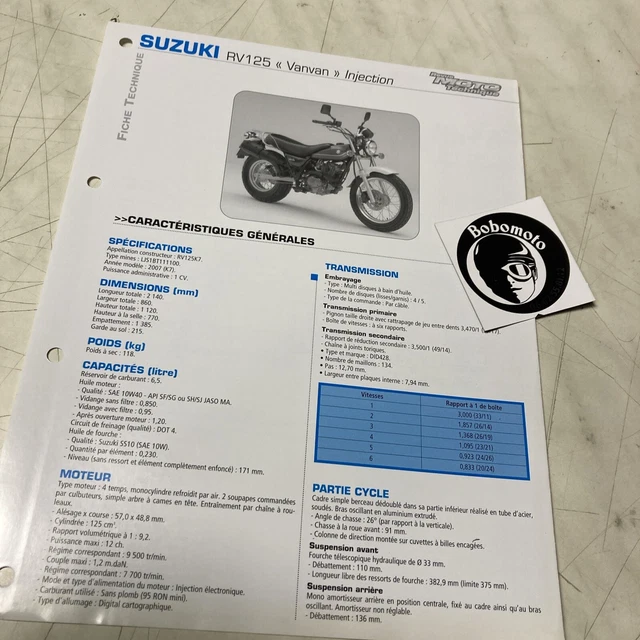 SUZUKI RV125 K7 2007 Vanvan Injection Rv 125 Technical Datasheet ...
