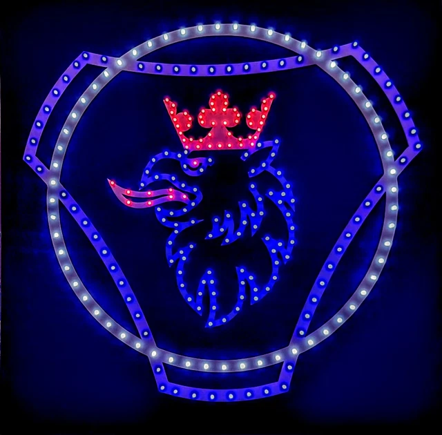 SCANIA TRUCK / LORRY LED LOGO LIGHT BOARD CABIN LED SIGN 50x50cm + FREE ...