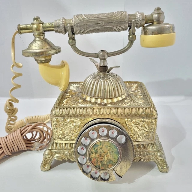 VINTAGE 1970'S ROTARY PHONE FANCY FRENCH HOLLYWOOD REGENCY PARIS TESTED ...