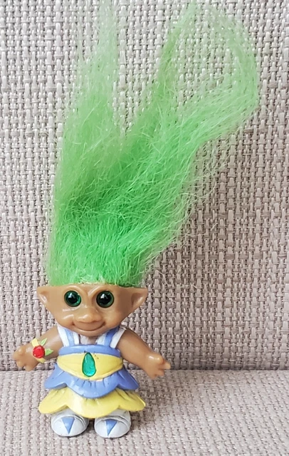 VTG GIRL TREASURE Troll Doll Ace Novelty circa 1992 Green Hair Yellow ...