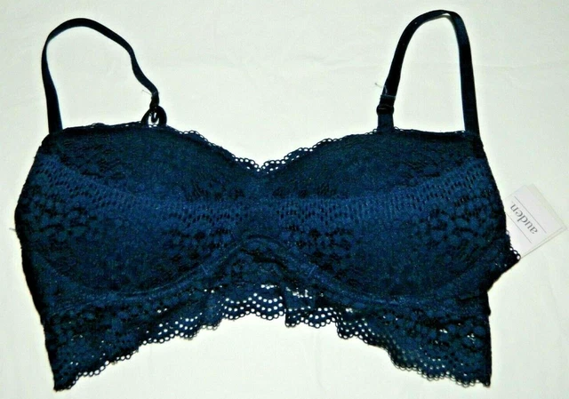 AUDEN WOMEN'S BLUE Padded Lace Bra Underwire Size Small = 34B 36A EUR ...