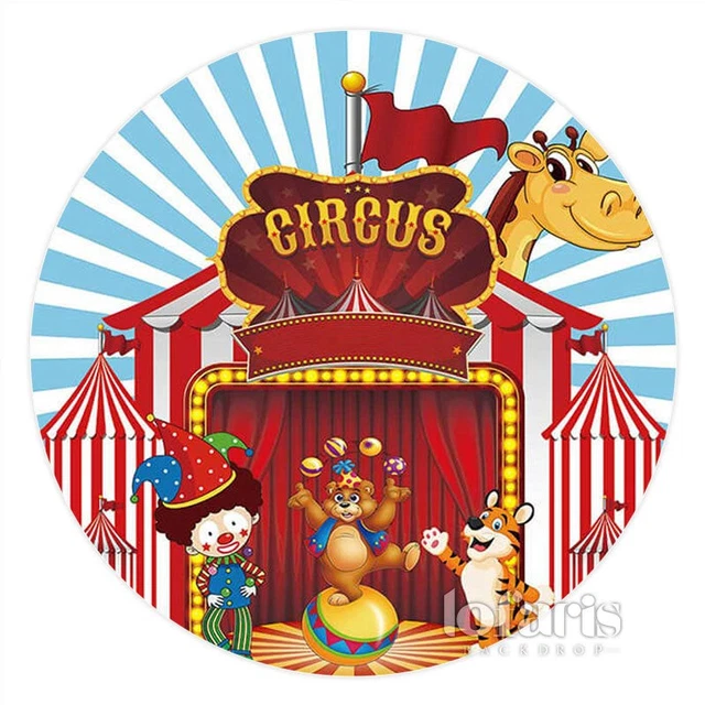 CARTOON CIRCUS ANIMAL Show Round Birthday Backdrop $37.90 - PicClick AU