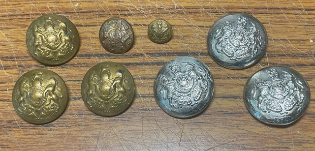8 WWI/WWII BRITISH Army General Service Brass Uniform Buttons Brass ...