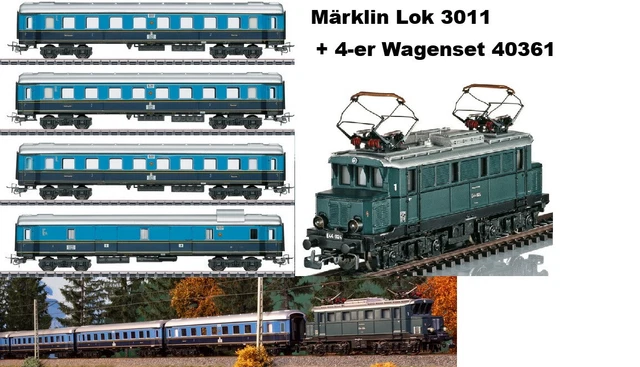 MÄRKLIN 30111 + 40361 E-Lok BR 44 Retro SOUND + Wagenset NEU OVP EUR 499,99 - PicClick DE