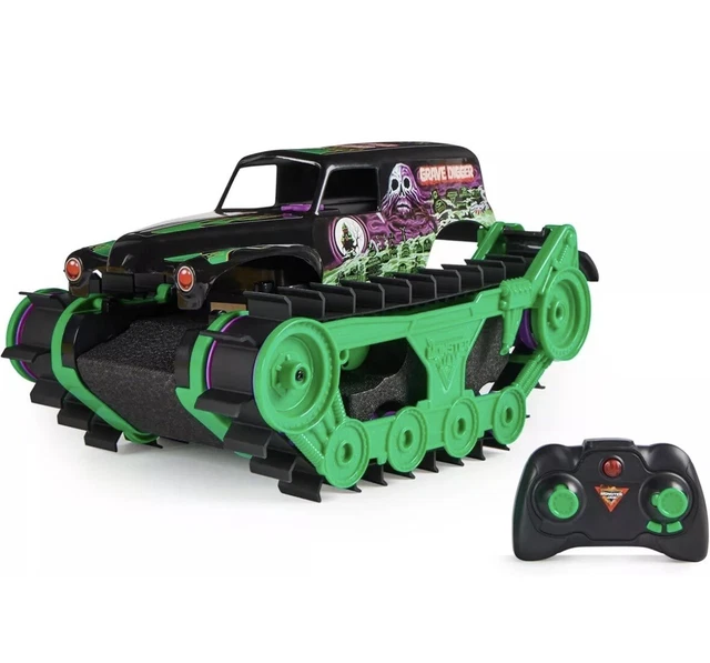 MONSTER JAM GRAVE Digger 1:15 Scale Trax All-Terrain Remote Control ...