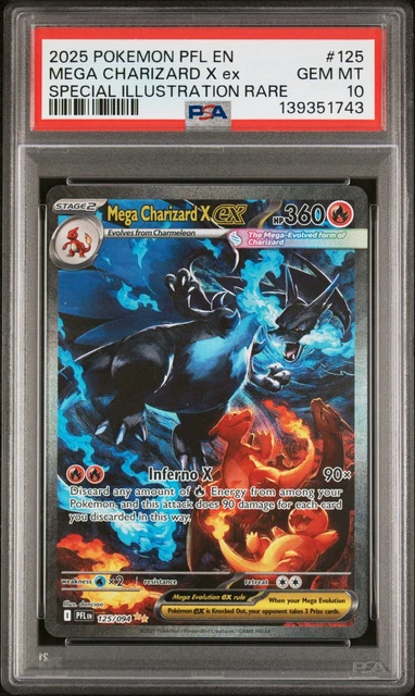 2025 POKEMON PFL En-Phantasmal Flames #125 Mega Charizard X Ex Psa 10 £ ...