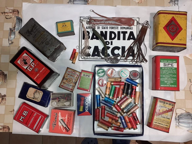 OGGETTI VARI CACCIA: bossoli, scatole, cartelli ed altro EUR 28,50 ...