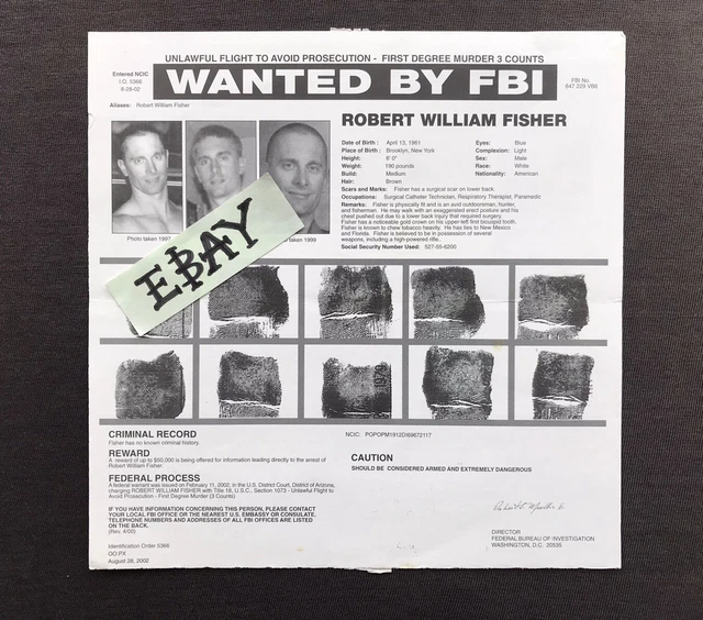FBI WANTED POSTER ROBERT WILLIAM FISHER photos Murder never caught RARE ...