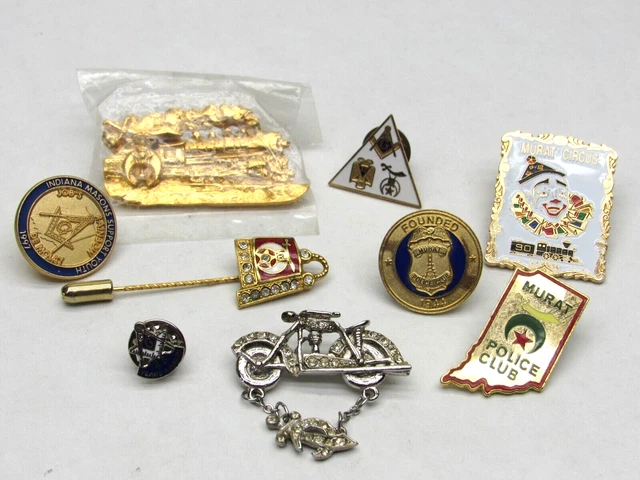 VINTAGE MASONIC SHRINER Murat Police Club Pins Freemason Motorcycle ...